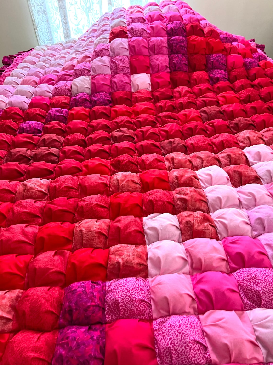 Choose Your Color Palette Variegated Puff Quilt Twin Comforter Blanket ...