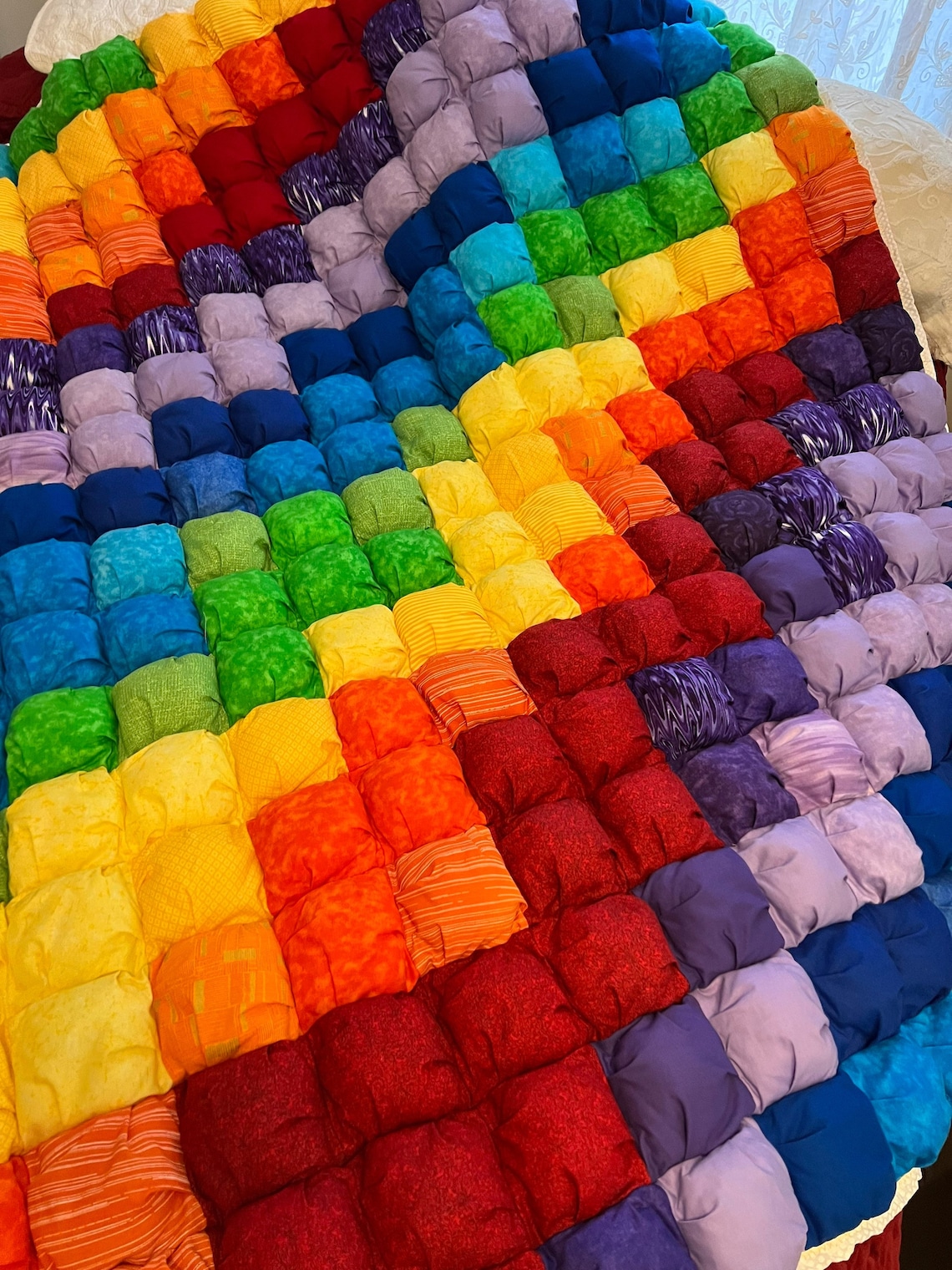 Choose Your Color Palette Variegated Puff Quilt Twin Comforter Blanket ...