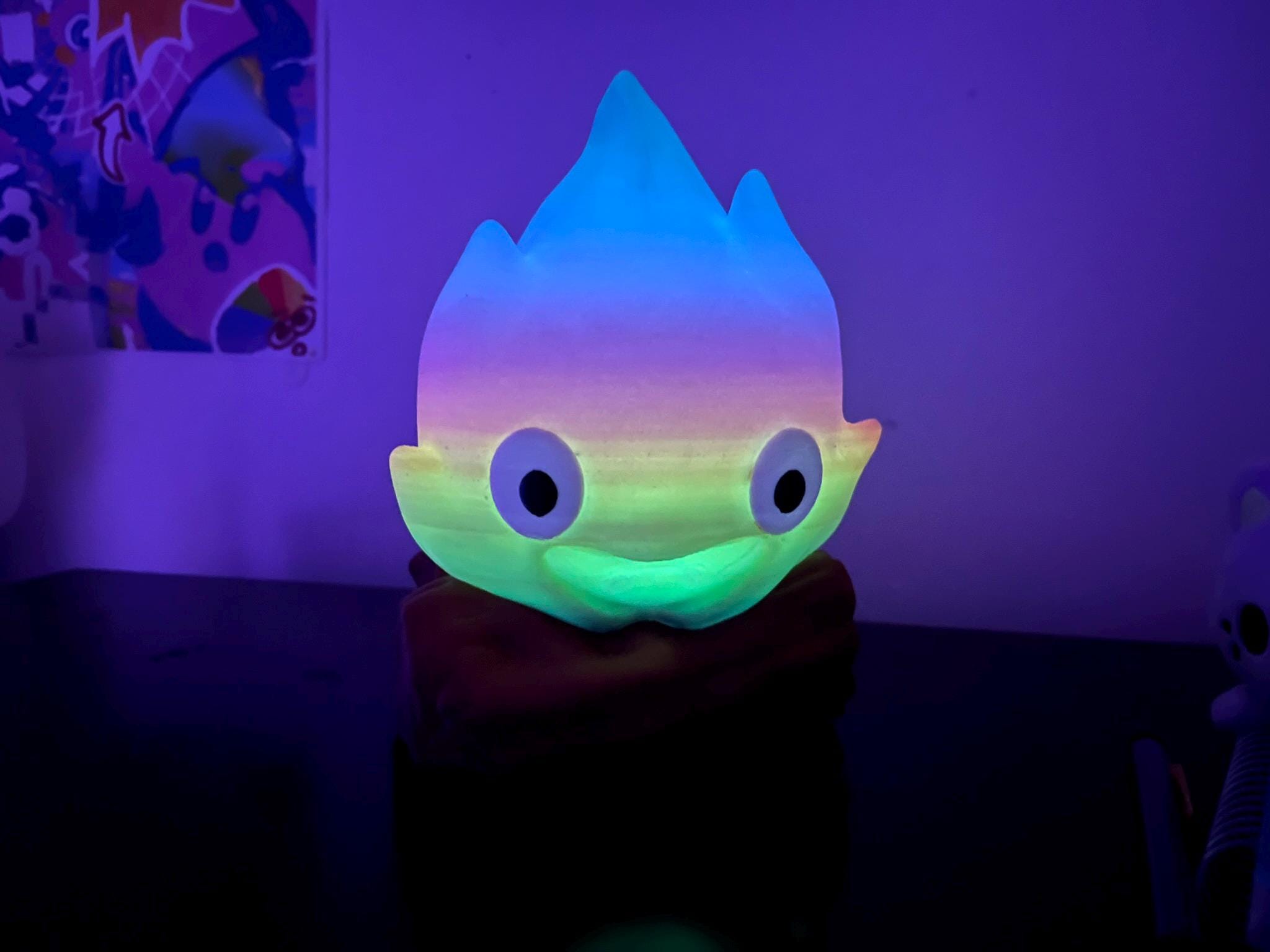 Ghibli Calcifer Inspired Rainbow Lamp | Glows in the Dark - Etsy