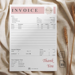 Advanced Invoice Template: Excel & Google Sheets, Printable PDF - Etsy