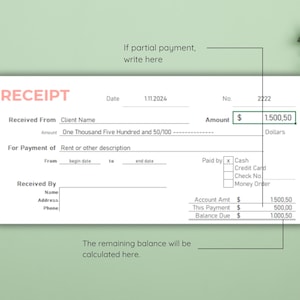 Editable Receipt Template: Excel & Google Sheets (printable PDF) - Etsy