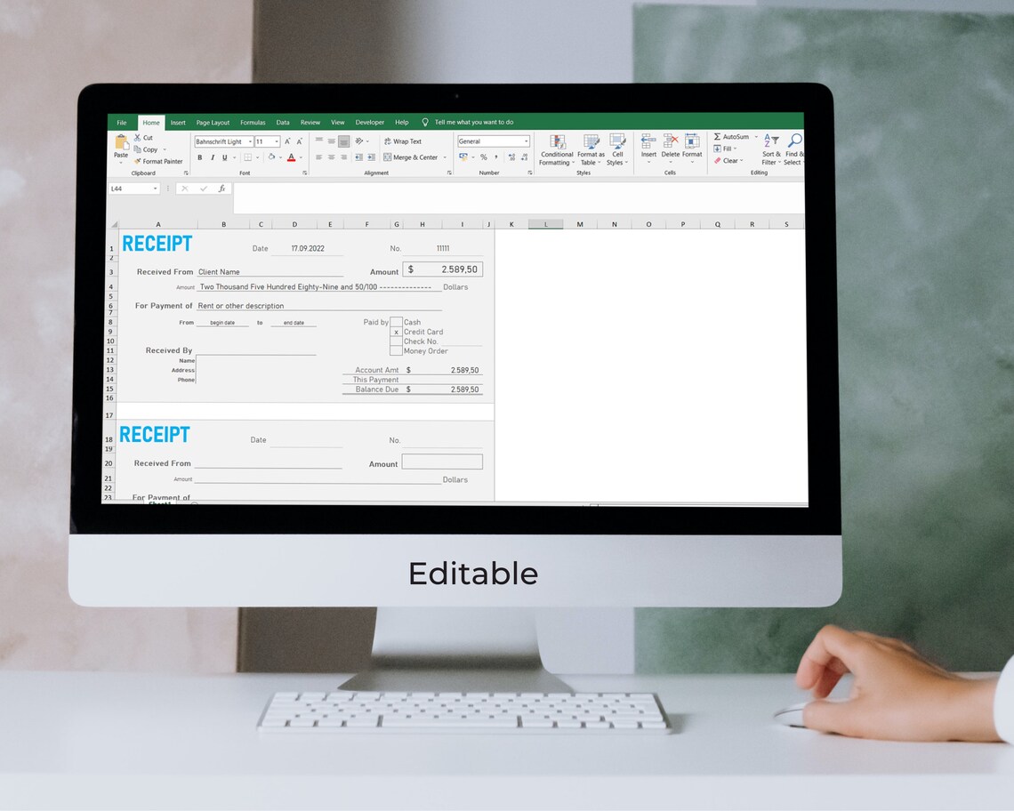Receipt Template Excel and Google Sheets Convertible PDF - Etsy