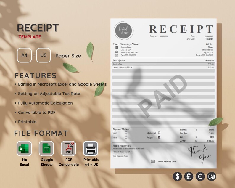 Editable Business Template Bundle: Invoice, Receipt, Quote (google ...