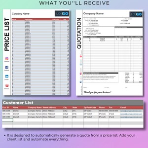 Price List and Quote Template, Google Sheets, PDF Convertible ...