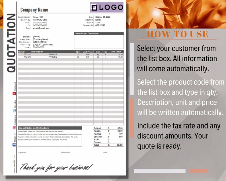 Advanced Invoice and Quotation Template Selected From - Etsy