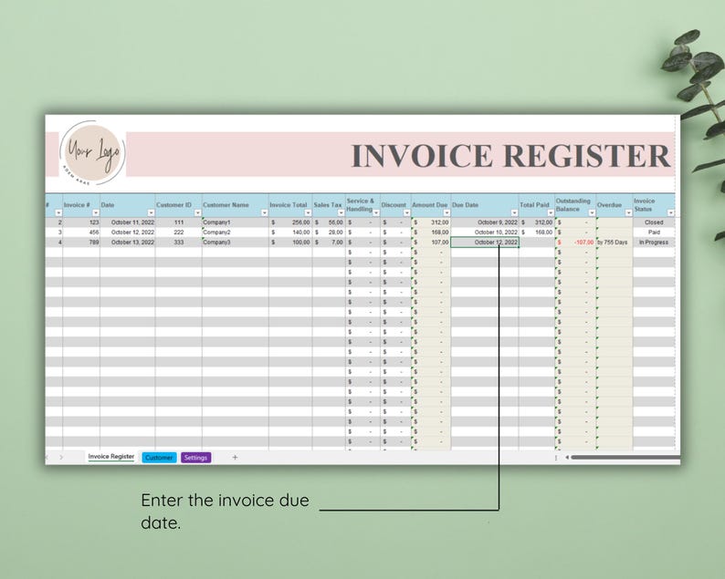 Invoice Tracker: Google Sheets & Excel Template (printable PDF) - Etsy