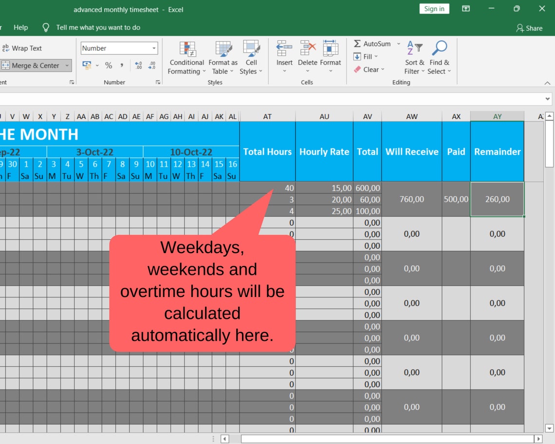 Monthly Time Employee Chart Salary Calculator Employee Work - Etsy
