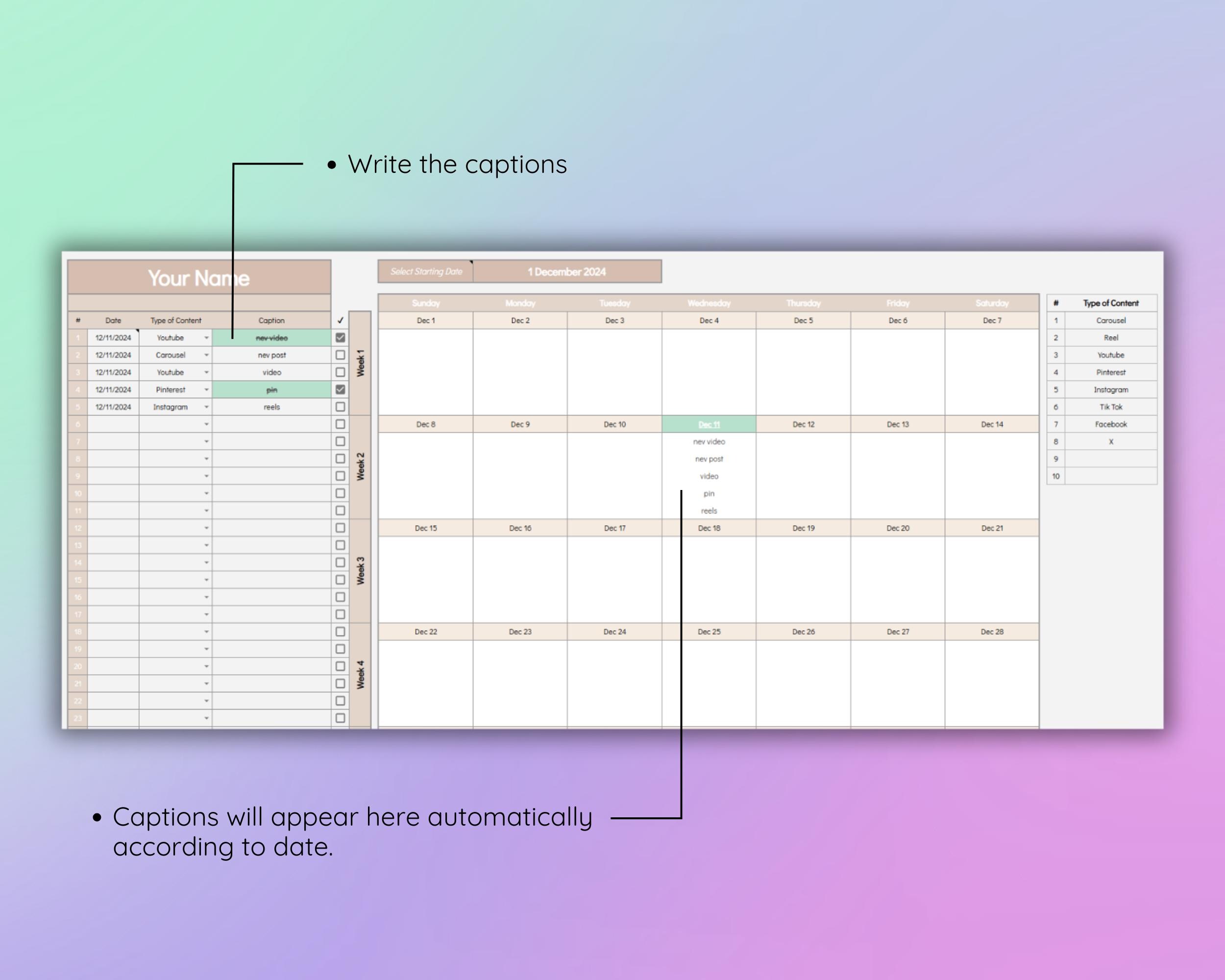 Interactive Content Calendar & Task List Template | Google Sheets ...