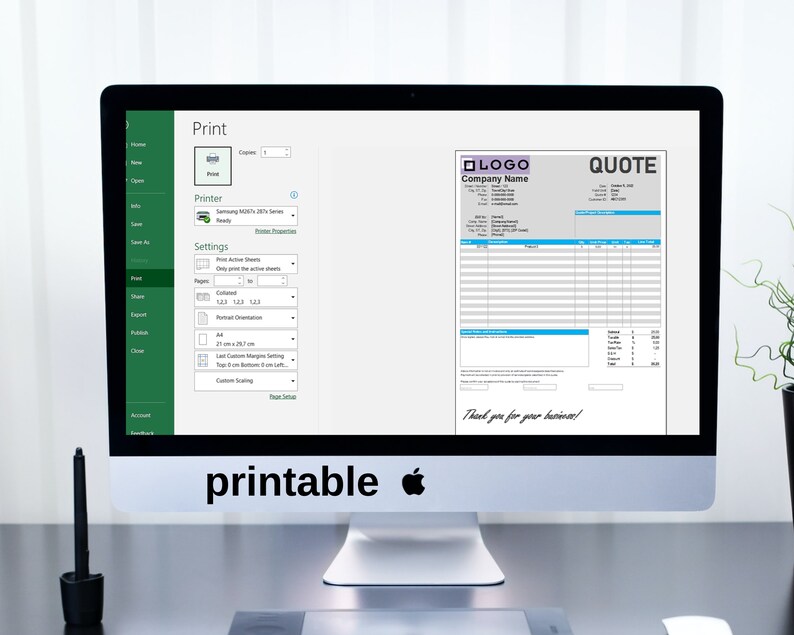Advanced Quote Template Excel Google Sheets PDF - Etsy