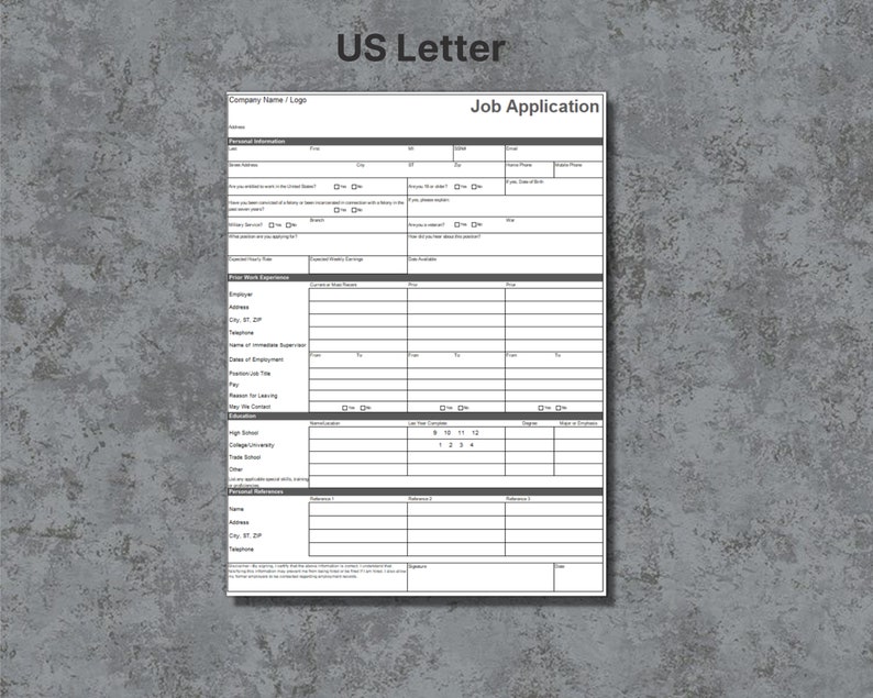 Job Application Template, Google Sheets, Microsoft Excel, PDF, Employee ...