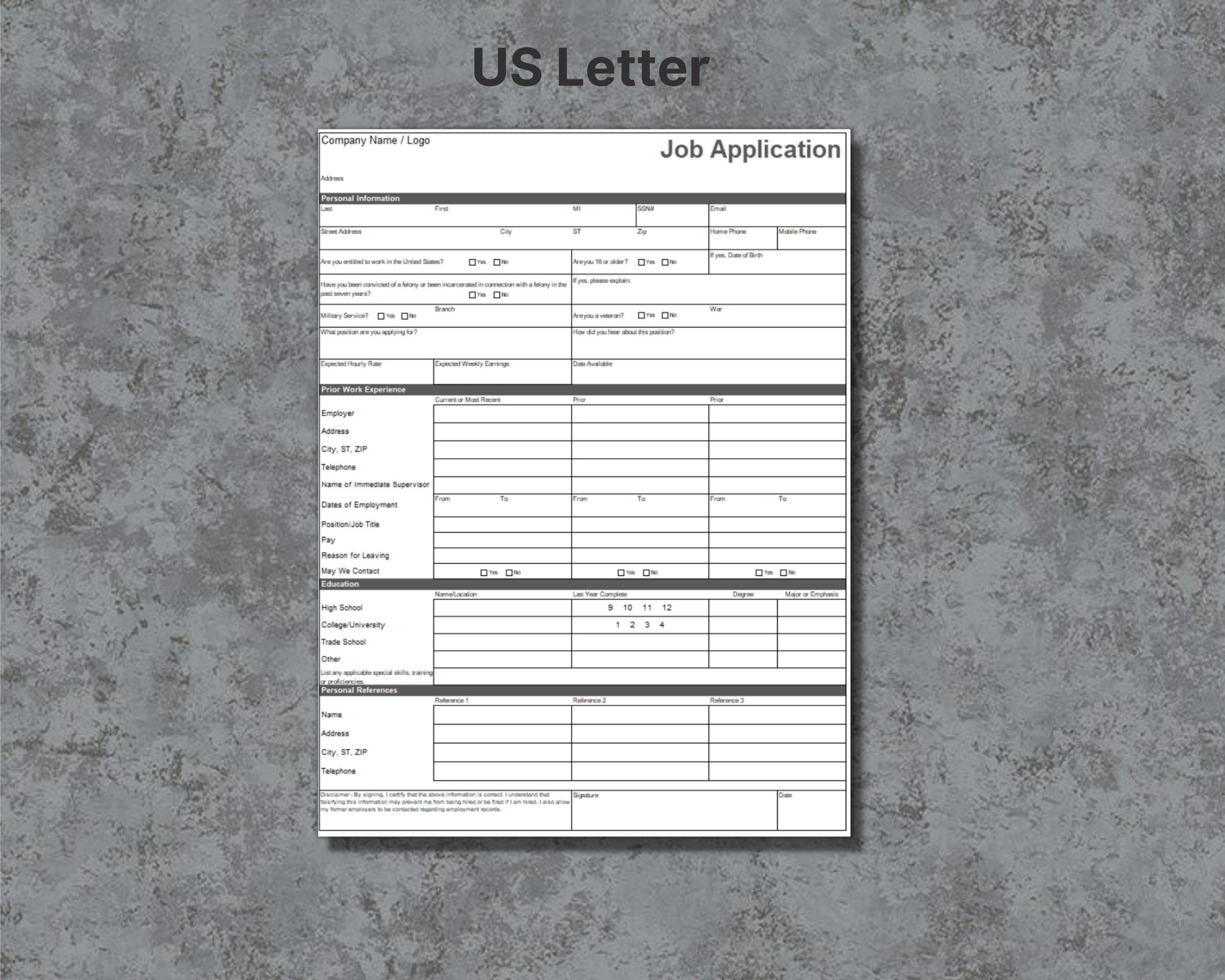 Job Application Template, Google Sheets, Microsoft Excel, PDF, Employee ...