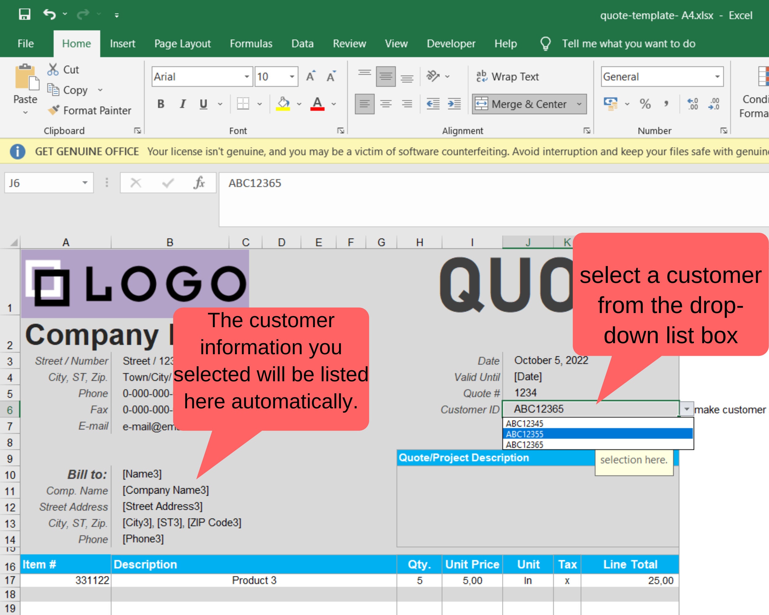 Advanced Quote Template Excel Google Sheets PDF - Etsy