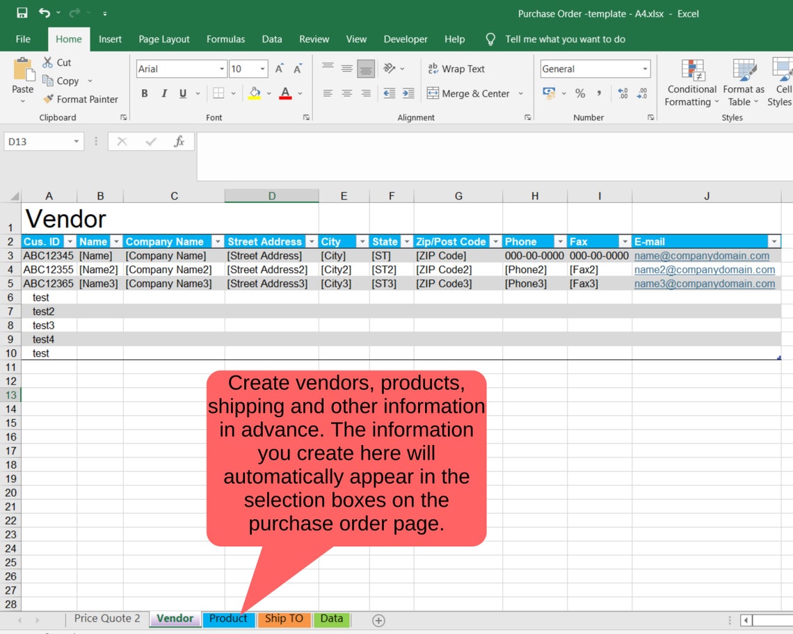 Advanced Purchase Order Form Template Google Sheets MS - Etsy