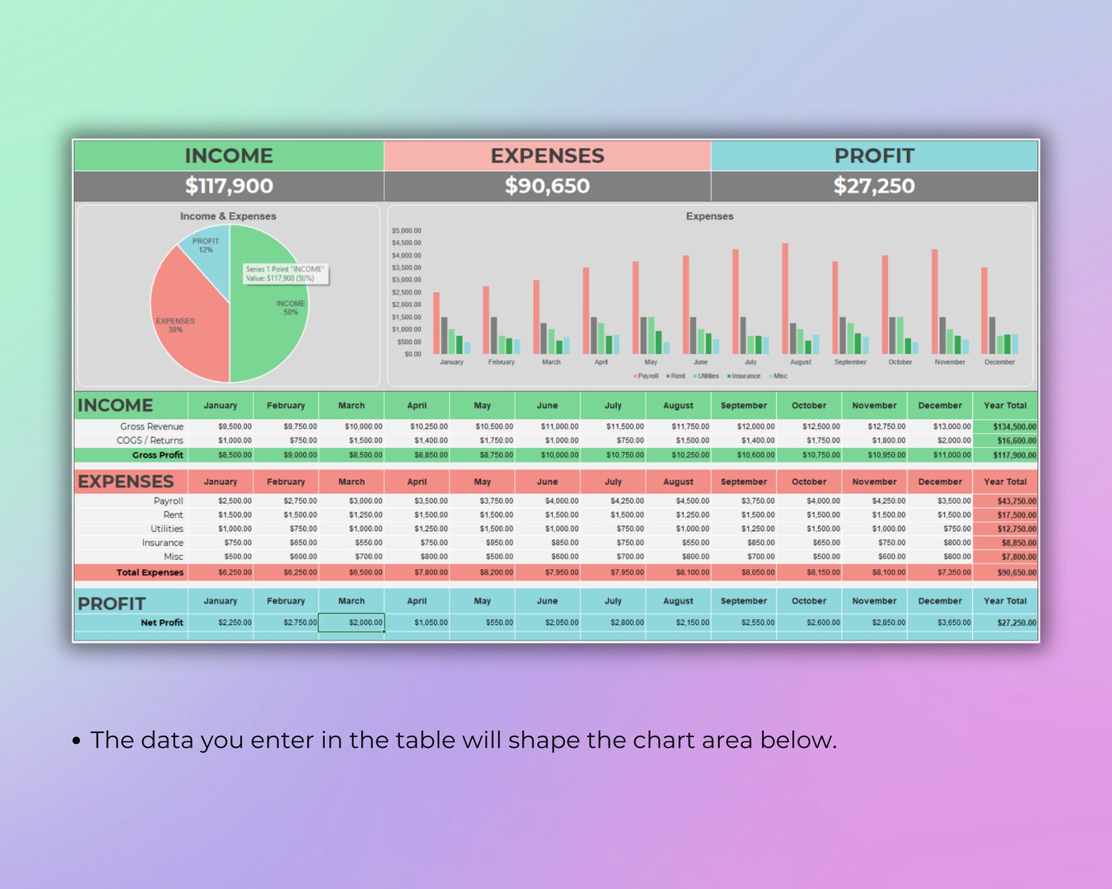 Profit and Loss Statement Template, Annual Profit & Loss Statement ...