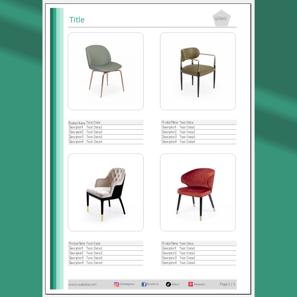 Catalog Template of the Product in Excel Format 4 Different - Etsy