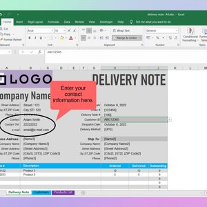 Advanced Delivery Note Template, Packing Slip, Google Sheets, MS Excel ...