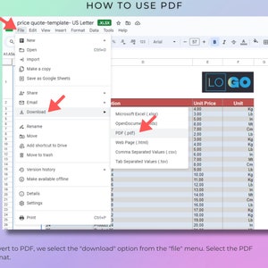Price List and Quote Template, Google Sheets, PDF Convertible ...