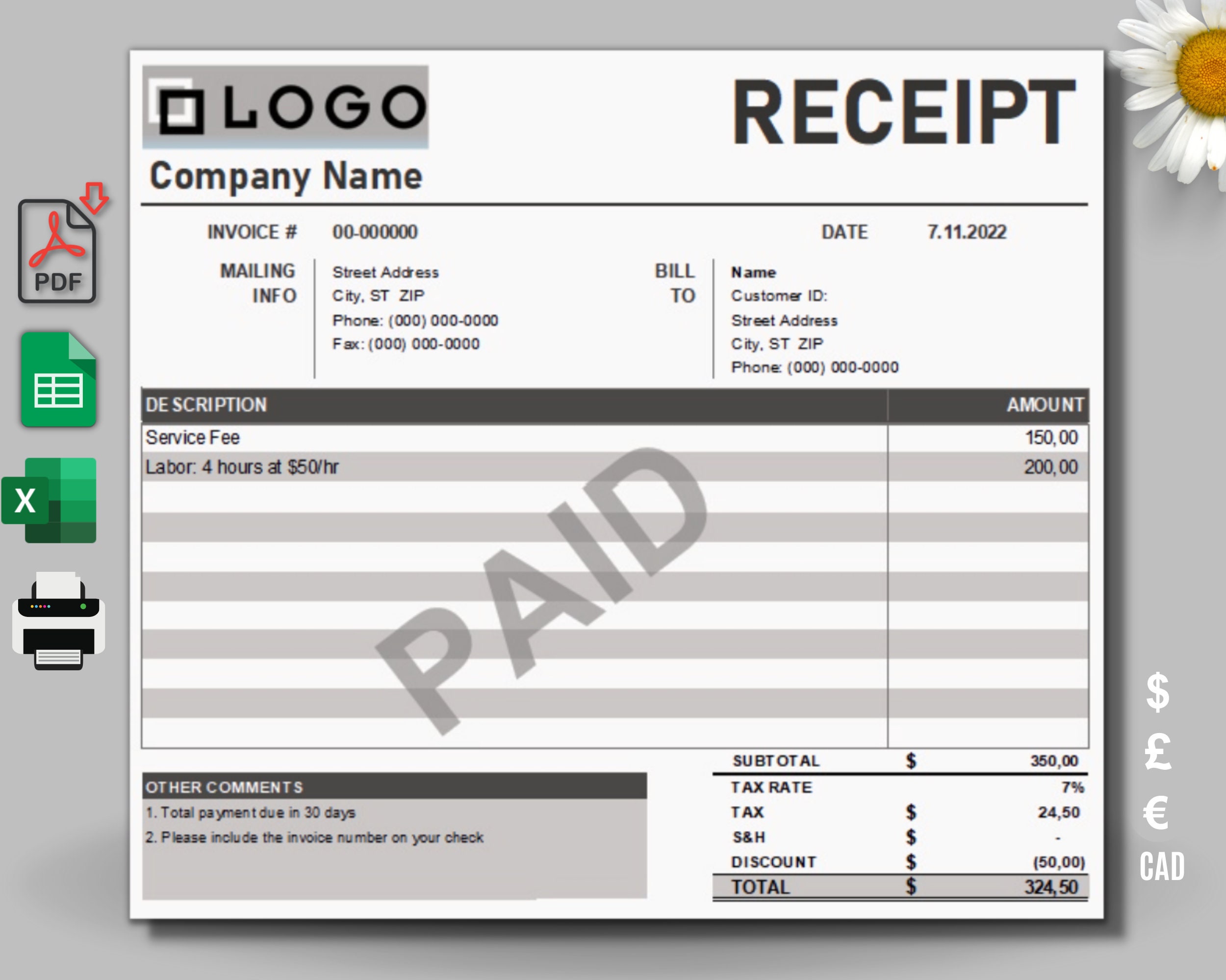 Receipt Template in Printable Ready Pdf for Small Business - Etsy UK