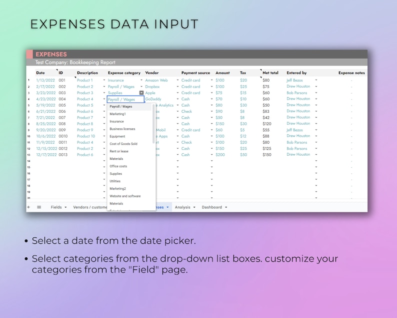 Small Business Bookkeeping Spreadsheet: Income & Expense Tracker ...