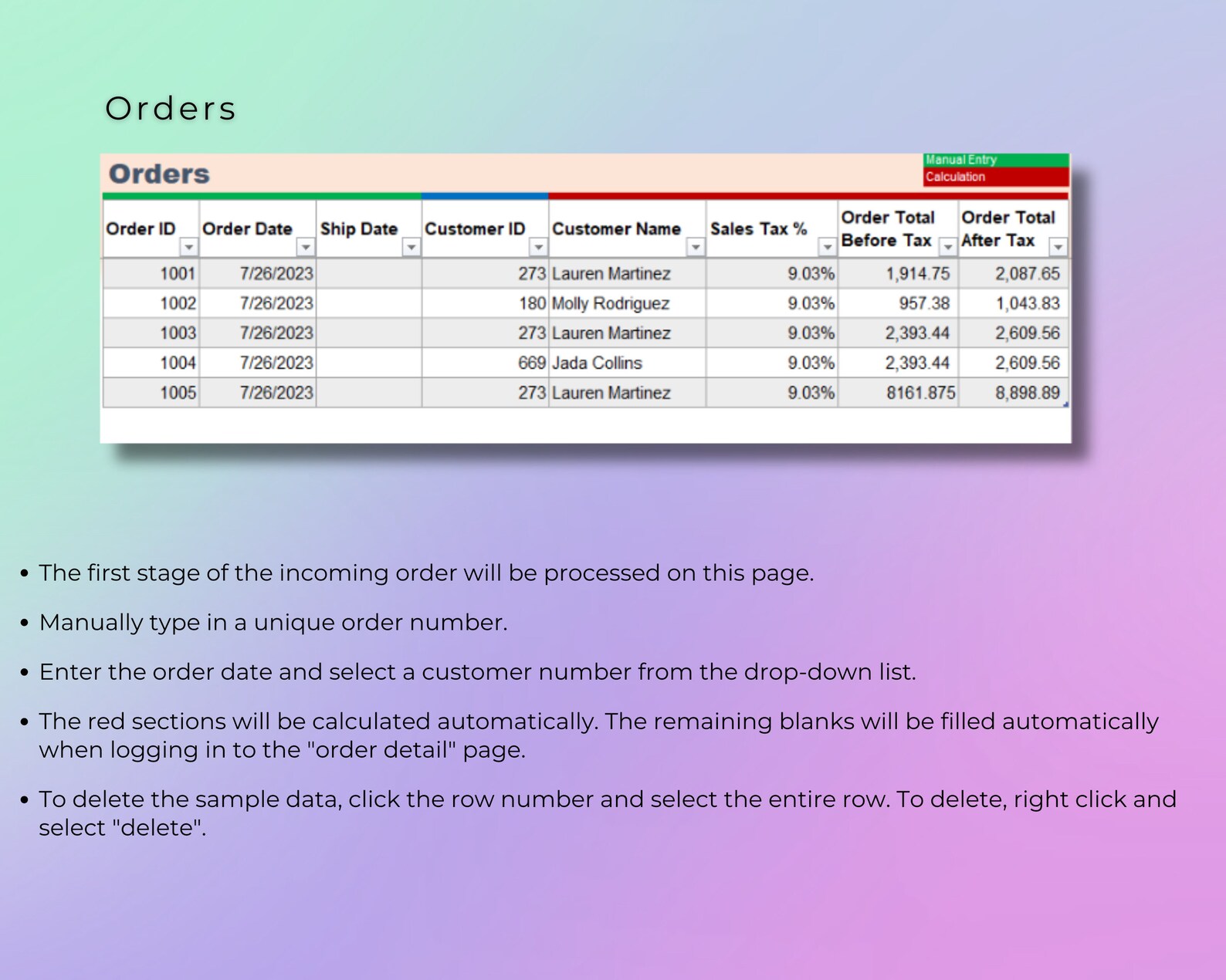 Small Business Bookkeeping Spreadsheet: Order, Inventory, Invoice ...