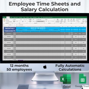 For Multiple Employees Monthly Time Chart Employee Work - Etsy