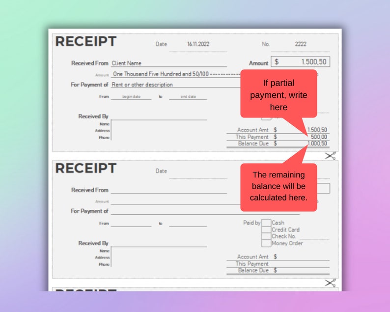 Receipt Template Excel and Google Sheets, Convertible PDF, Receipt Form ...