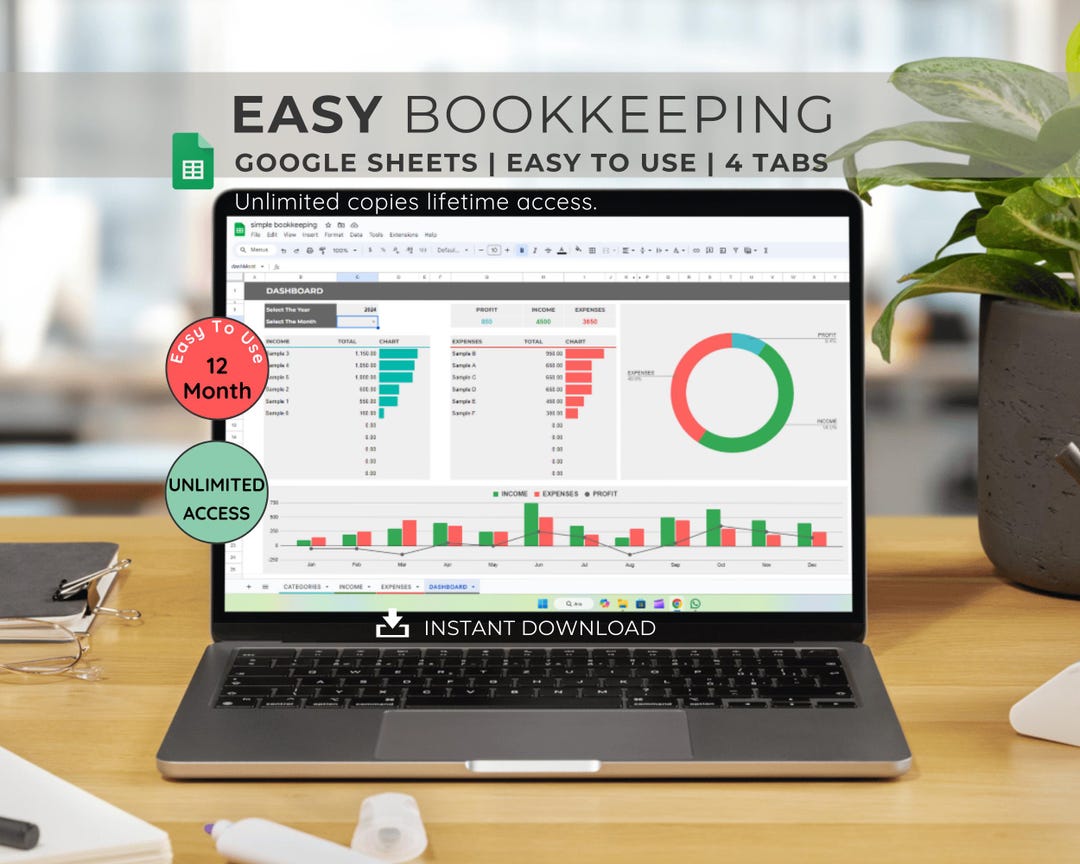 Easy Accounting Spreadsheet | Simple Google Sheets Template for Small ...