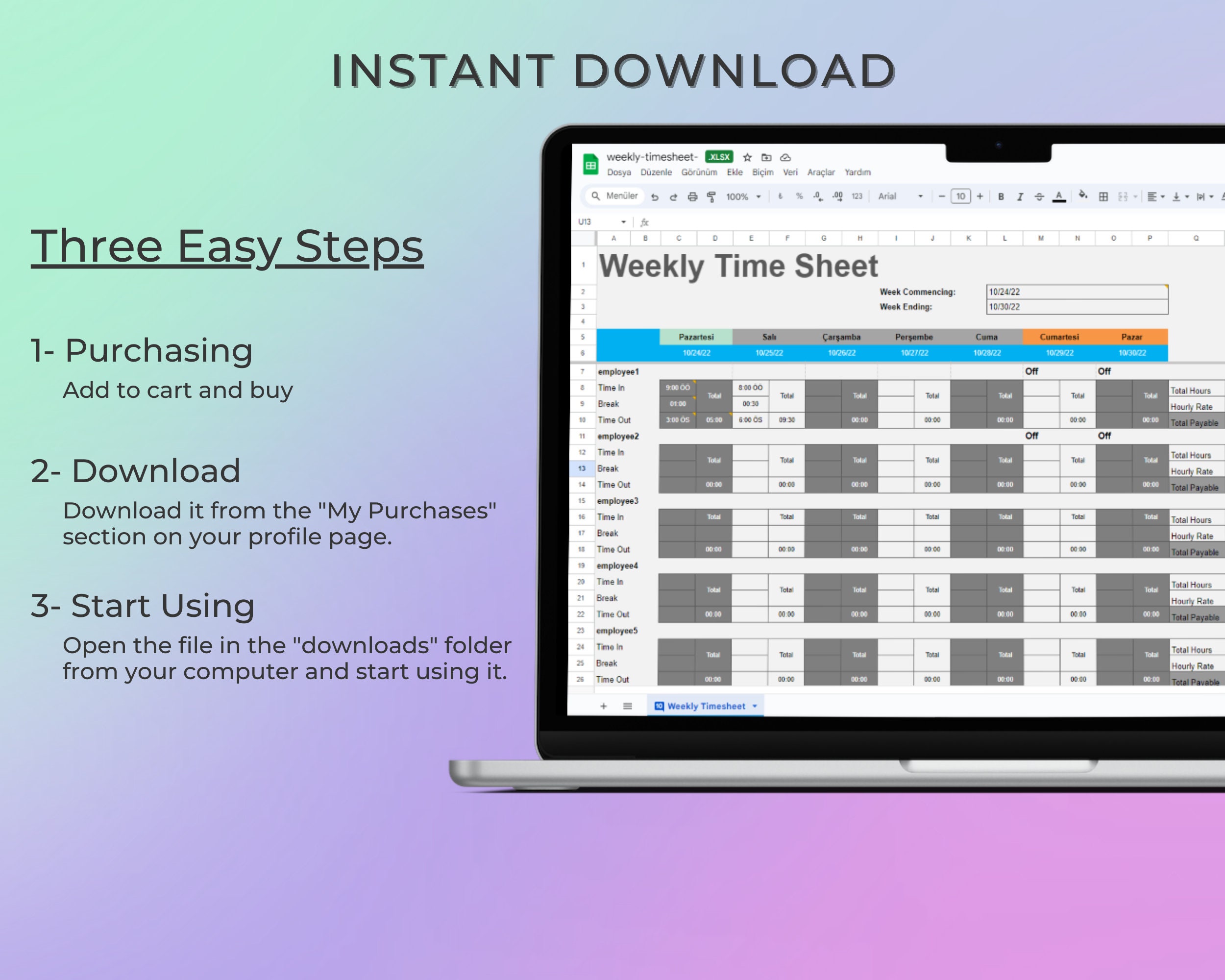 Google Spreadsheets Weekly Timesheet for Multiple Employees, Scheduler ...