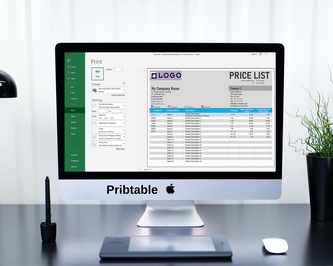 Advanced Price List Template Excel Google Sheets PDF - Etsy