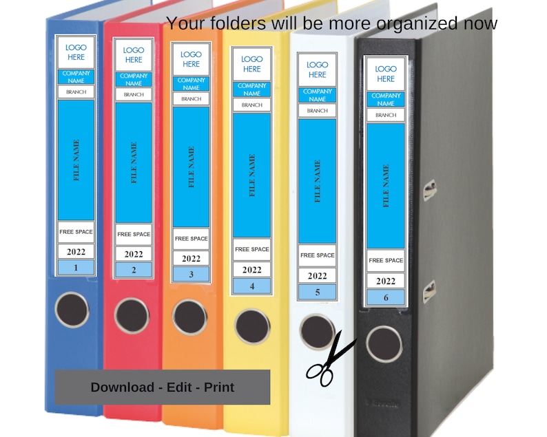 Printable Folder Back Labels: Excel & Google Sheets Template (digital ...