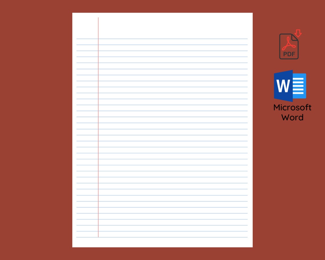 Printable Lined Paper College Ruled A4 US Letter PDF - Etsy