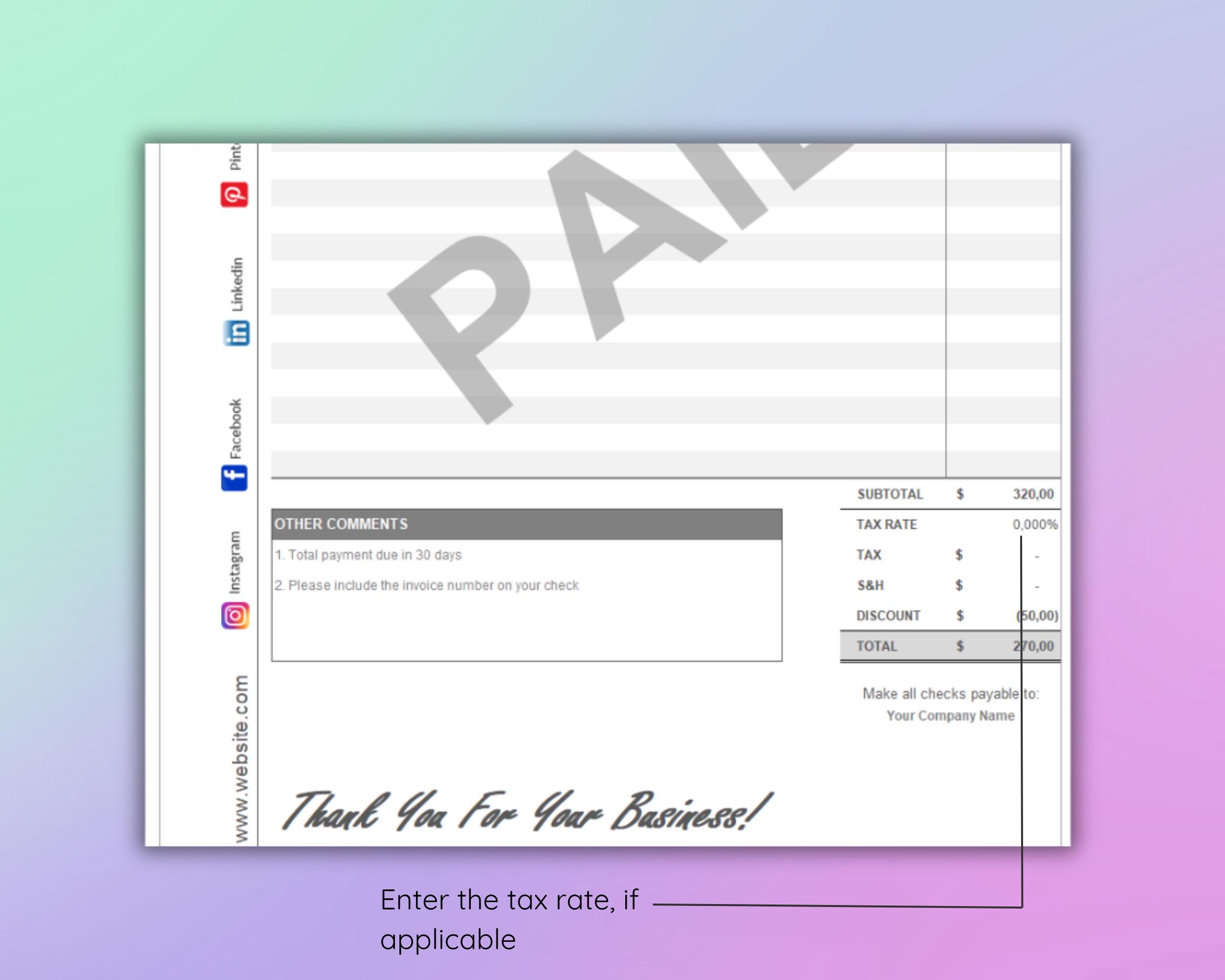 Printable Receipt Template for A4 and US Letter Editable in Microsoft ...