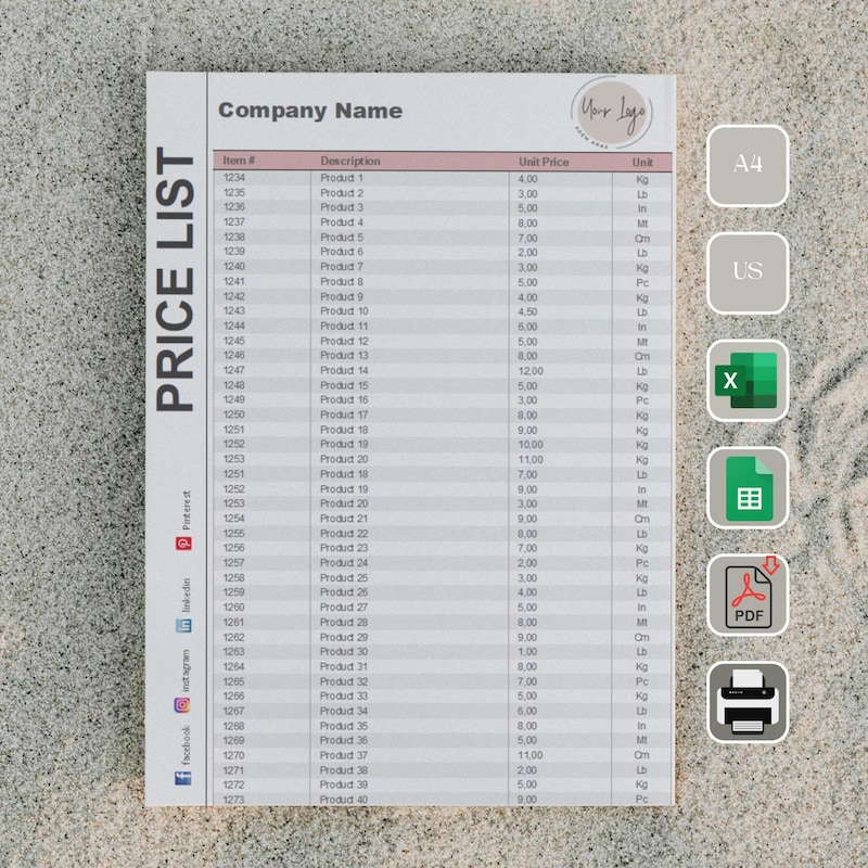 Pricing Template - Etsy
