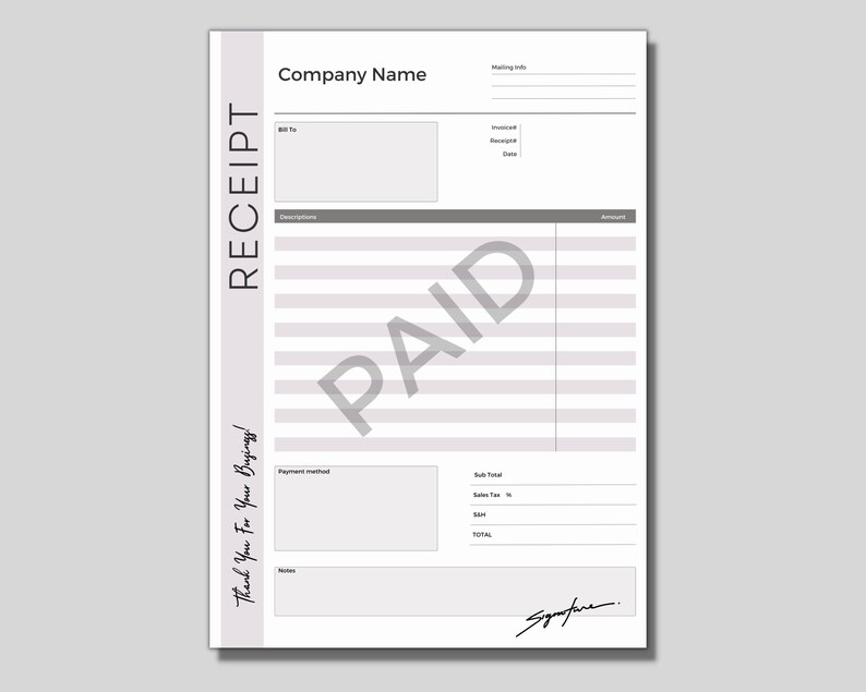 PDF Receipt Template in Printable, Ready Pdf Format, Editable in Canva ...