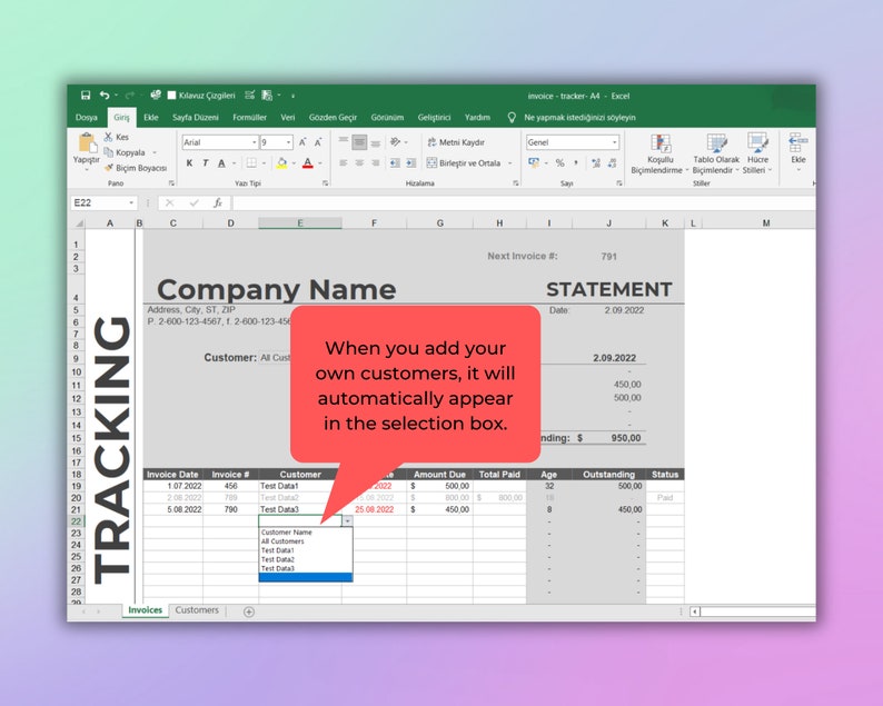Invoice and Invoice Tracker, Set of 2 Small Business Bundle, Google Sheets, Microsoft Excel ...