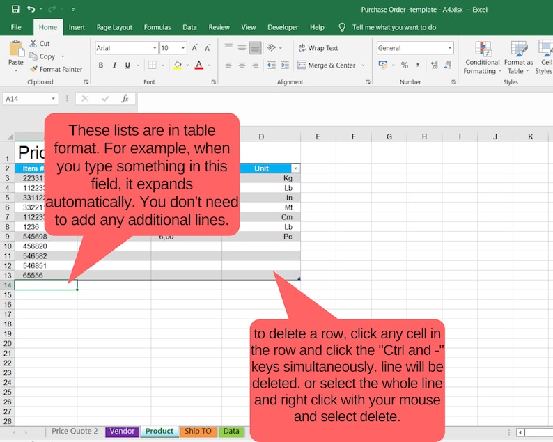 Advanced Purchase Order Form Template Google Sheets MS - Etsy