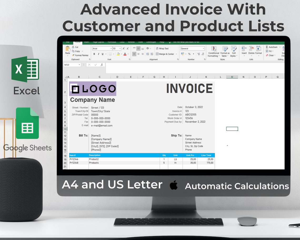 Advanced Invoice Template Selected From Customers and - Etsy