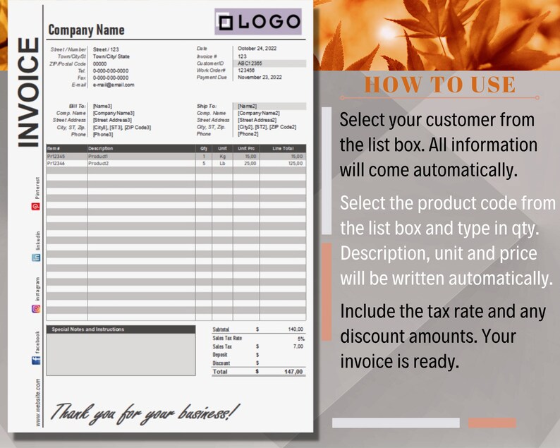 Advanced Invoice and Quotation Template Selected From - Etsy
