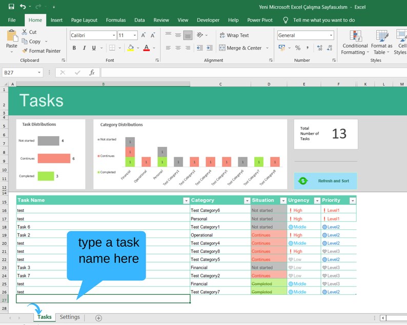 Task Manager Microsoft Excel, Daily Schedule, Daily Work Planner, To-do List, Task Tracker ...