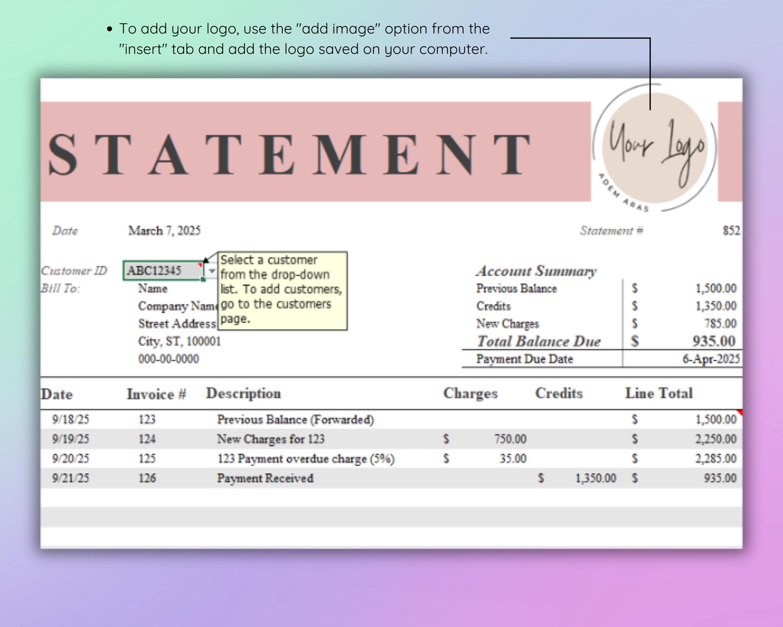 Advanced Account Statement Template: Excel & Google Sheets (PDF) - Etsy