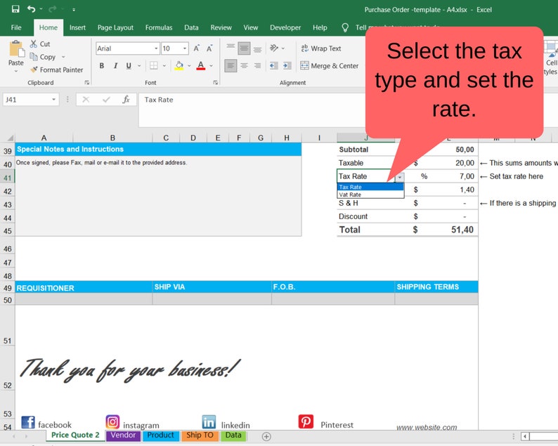 Advanced Purchase Order Form Template Google Sheets MS - Etsy