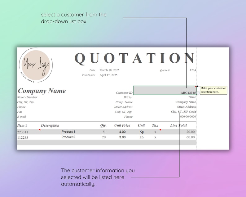 Advanced Quote Template: Auto-calculating in Google Sheets & Excel ...