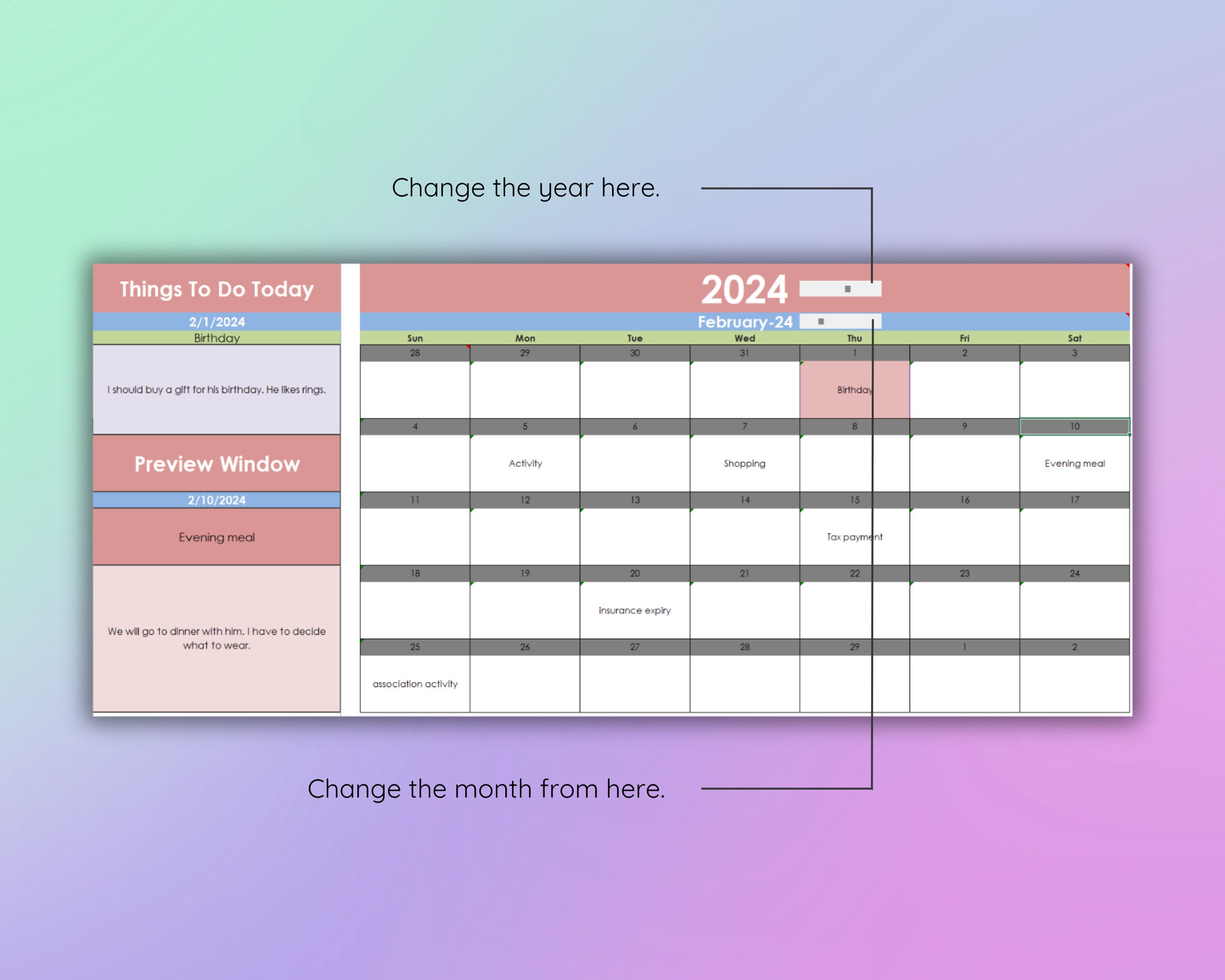 To-do List & Smart Calendar Excel Template Task Tracker Excel Digital ...