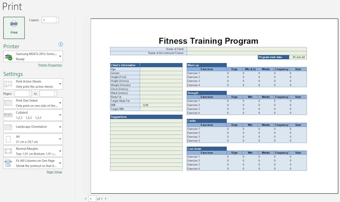 Fitness Workout Tracker Spreadsheet Template Exercise Log - Etsy