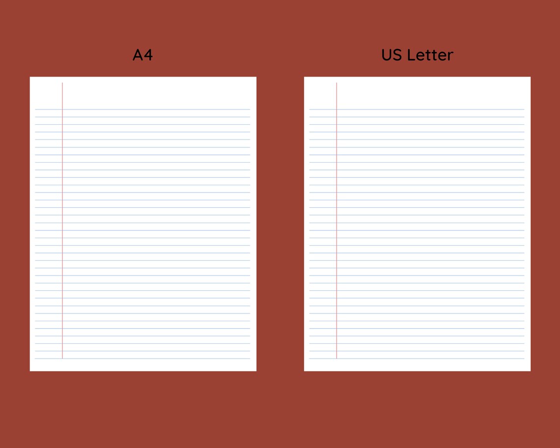 Printable Lined Paper College Ruled A4 US Letter PDF - Etsy
