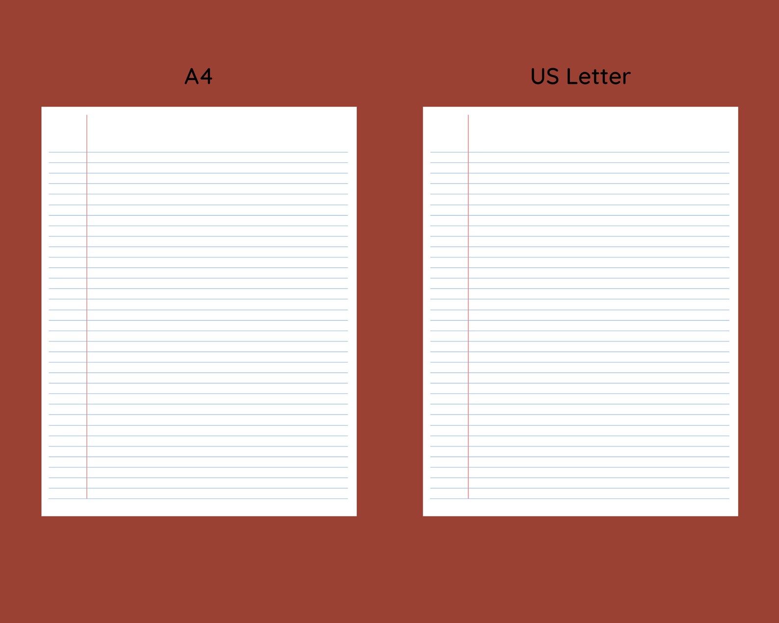 Printable Lined Paper College Ruled A4 US Letter PDF - Etsy