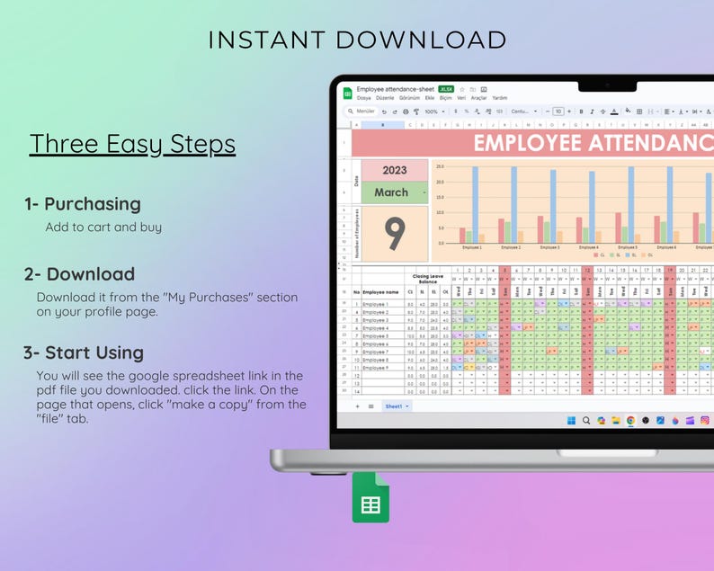 Employee Attendance Tracker: Google Sheets Template (digital Download ...