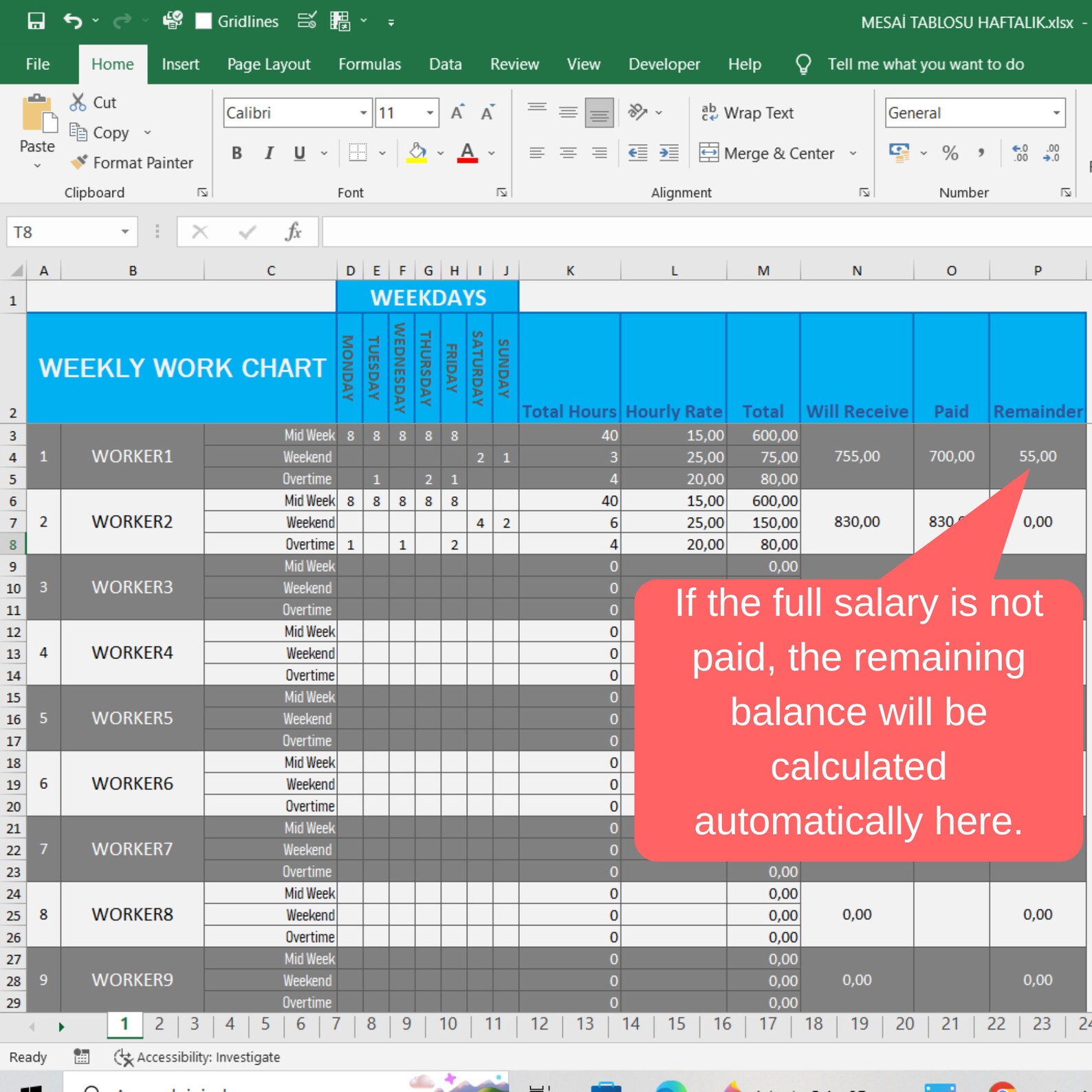 Weekly Time Employee Chart Employee Work Schedule Staff - Etsy