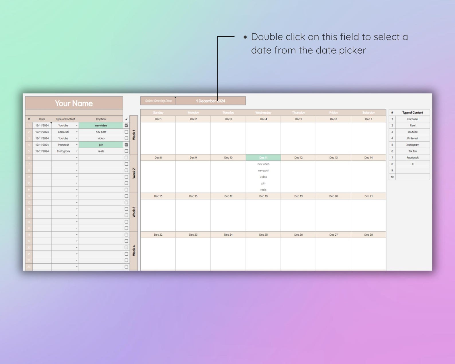Interactive Content Calendar & Task List Template | Google Sheets ...