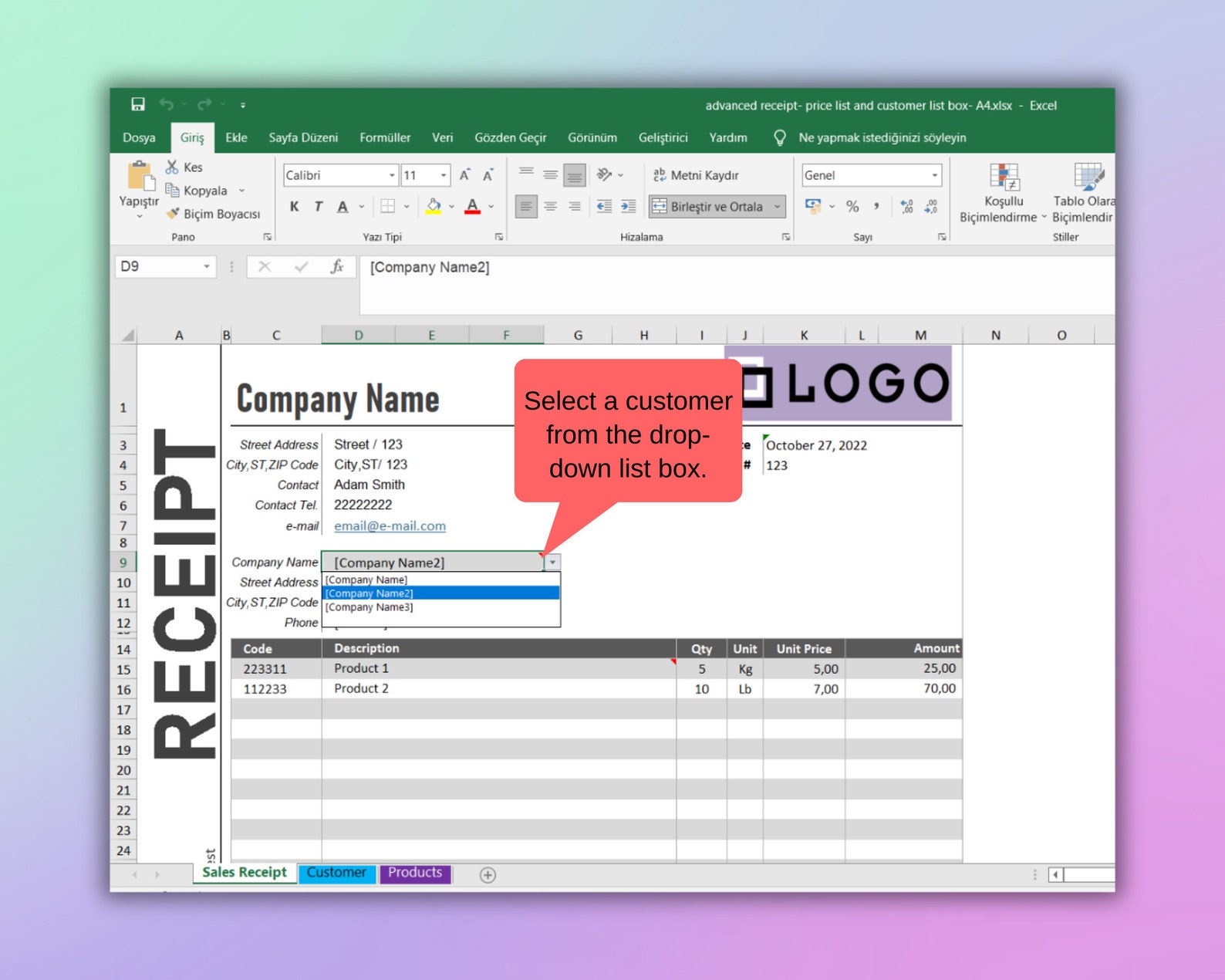 Advanced Receipt Template, Excel, Google Sheets, Convertible PDF ...